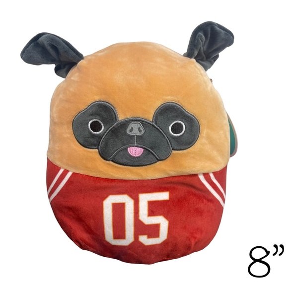 Squishmallows | Toys | Prince The Pug In Football Jersey Squishmallow 8 ...